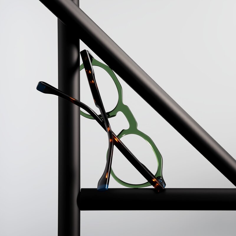 Green/Tortoise Keyhole Bridge Retro-Vintage Round Eyeglasses - Orta