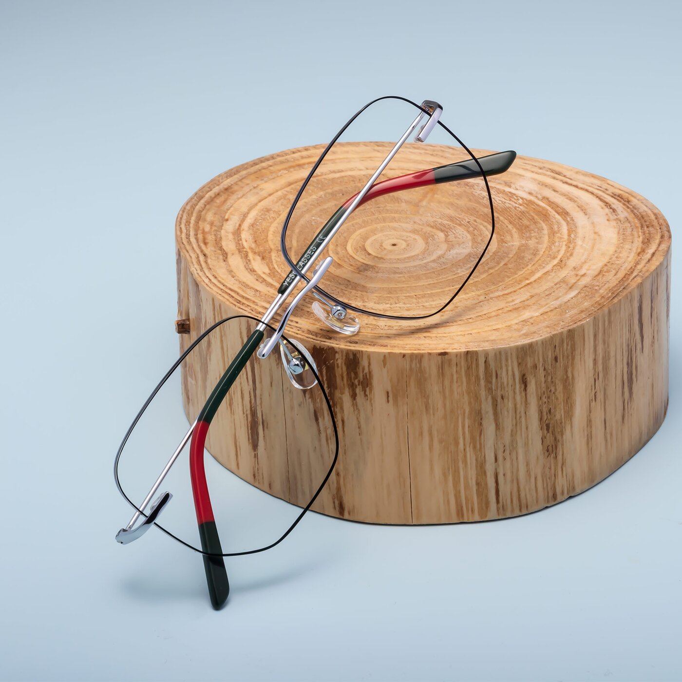 Black/Silver Square Geometric Color-Edged Rimless Eyeglasses - Y7055