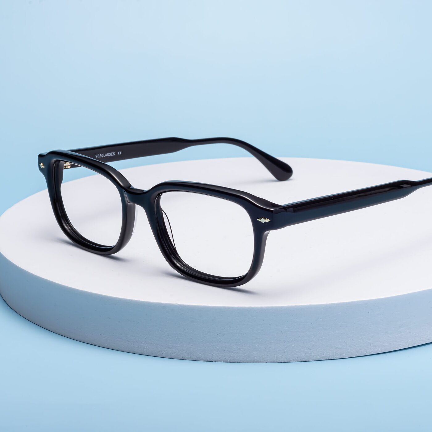 Black Classic Acetate Rectangle Blue Light Glasses - 1477