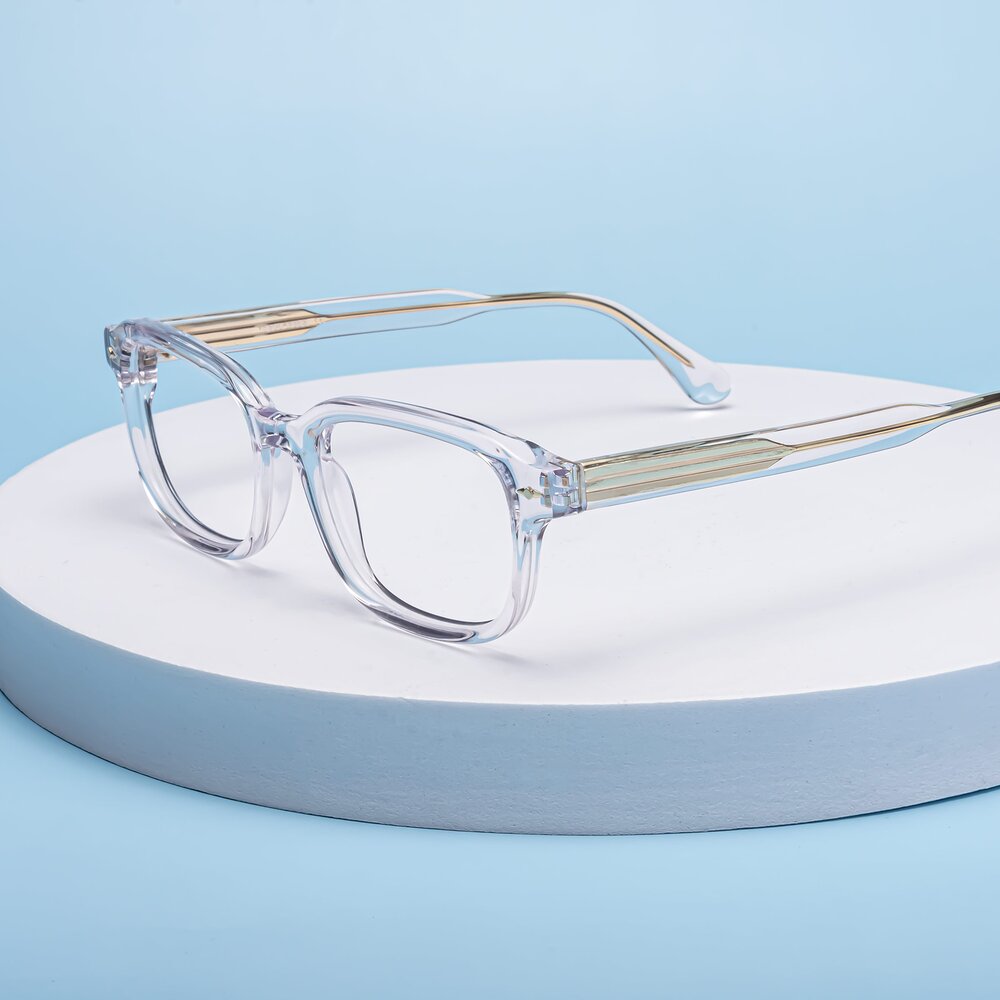 Clear Classic Acetate Rectangle Blue Light Glasses - 1477