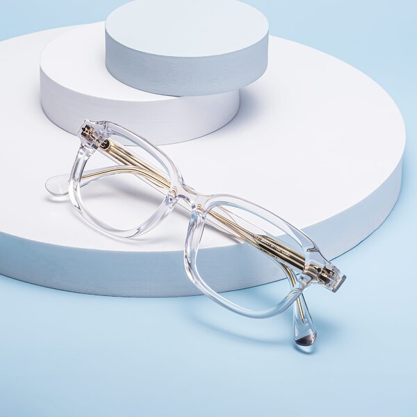 Clear Classic Acetate Rectangle Blue Light Glasses - 1477