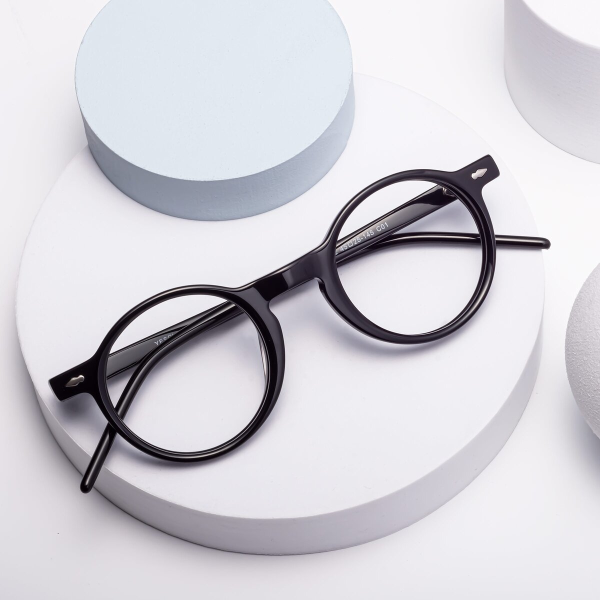 Black Retro-Vintage Keyhole Bridge Round Eyeglasses - 1542