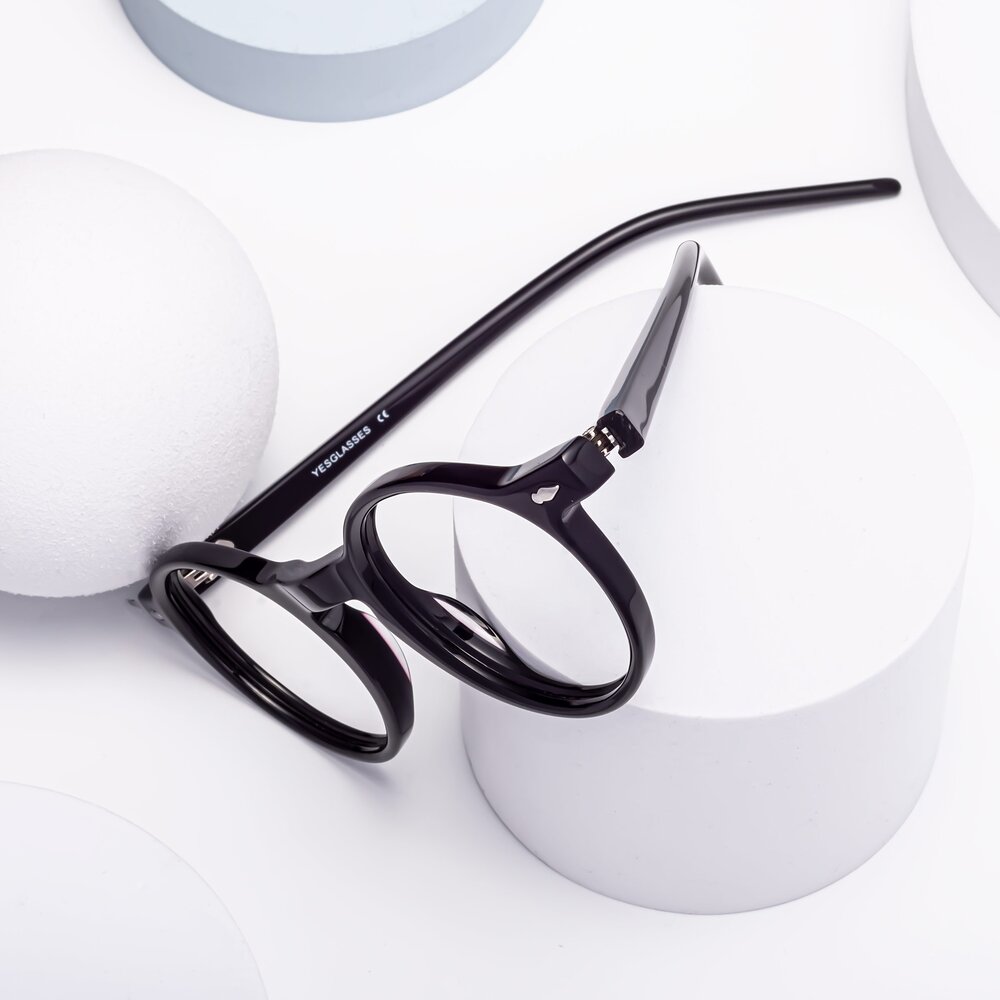 Black Retro-Vintage Keyhole Bridge Round Eyeglasses - 1542