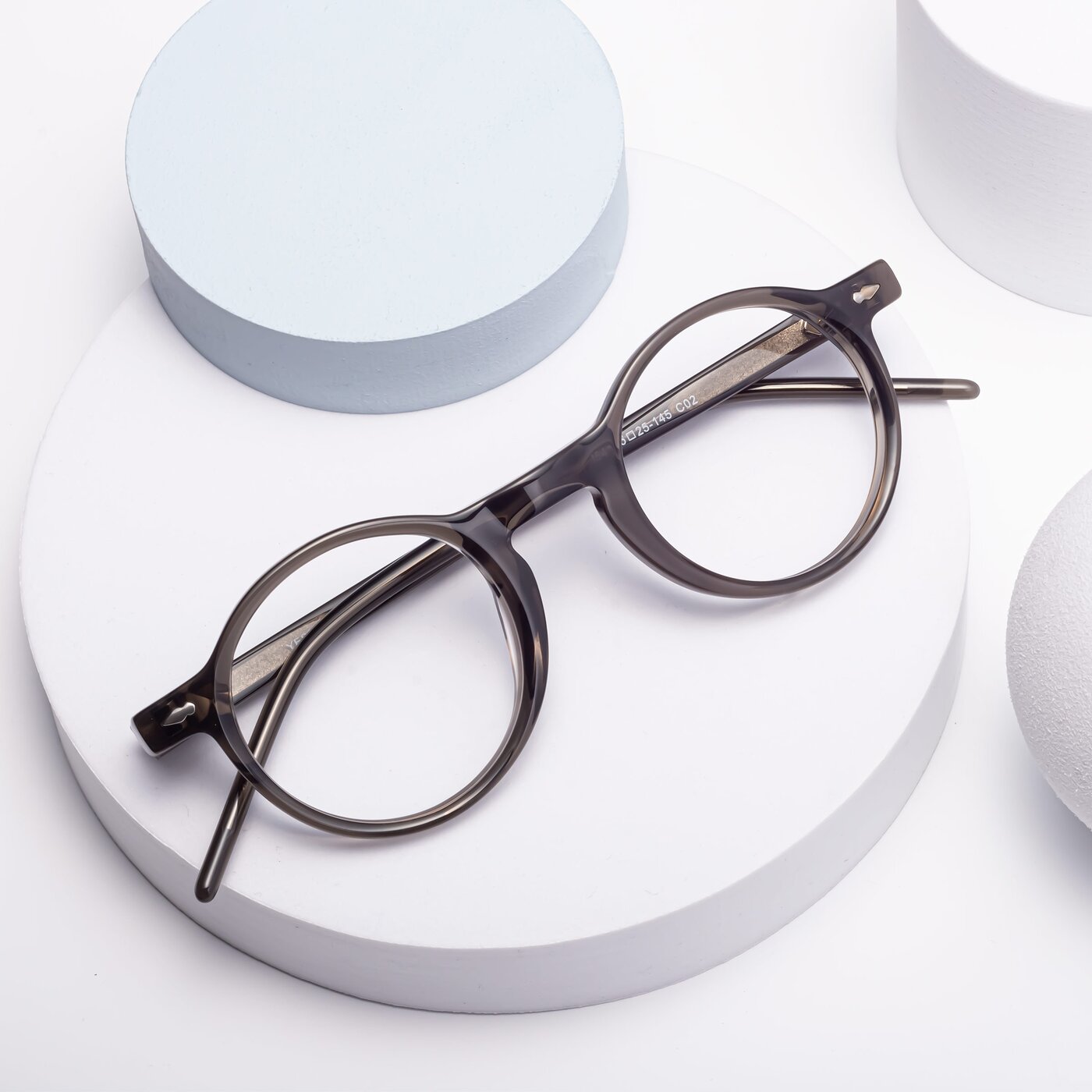 Gray Retro-Vintage Keyhole Bridge Round Eyeglasses - 1542