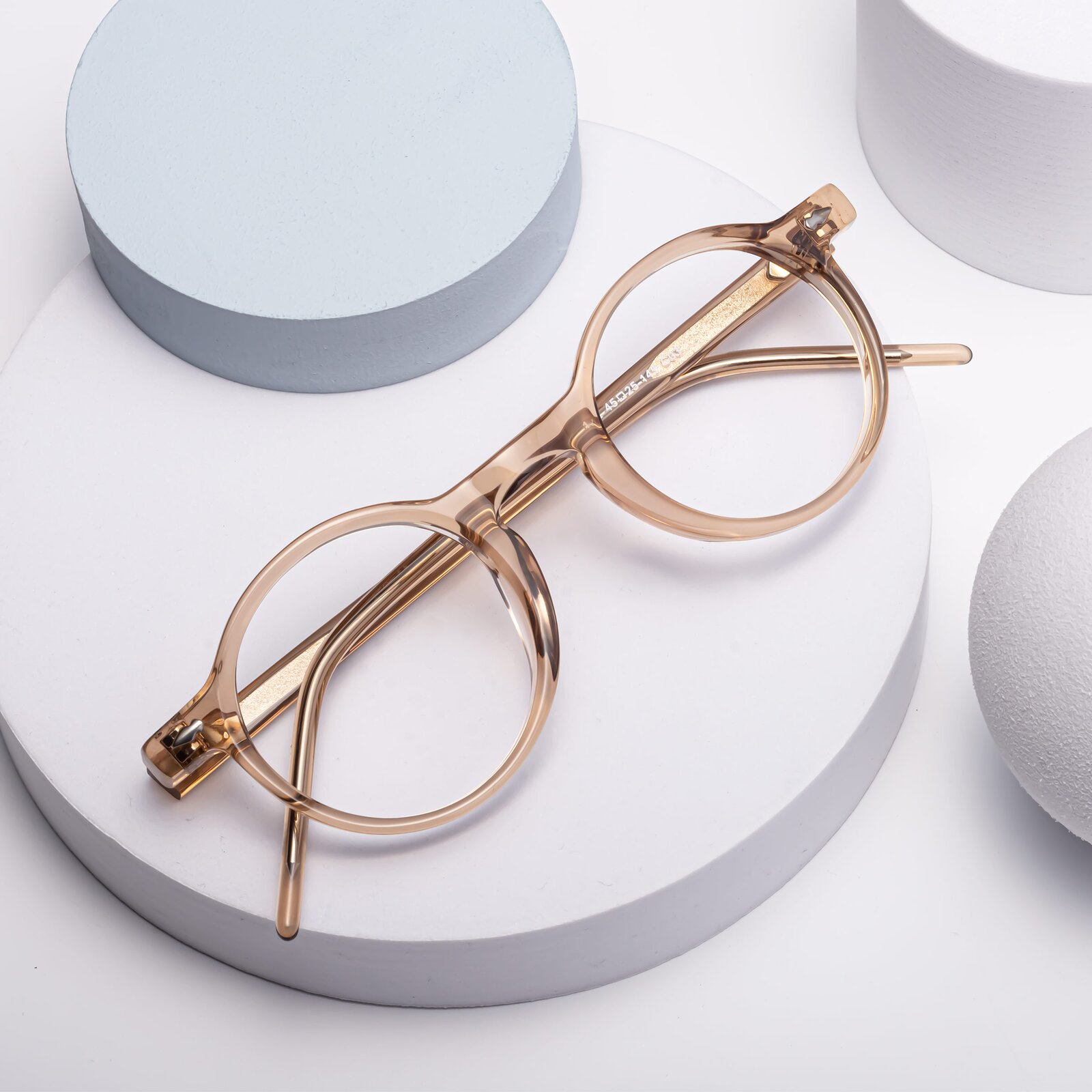 Caramel Retro-Vintage Keyhole Bridge Round Eyeglasses - 1542