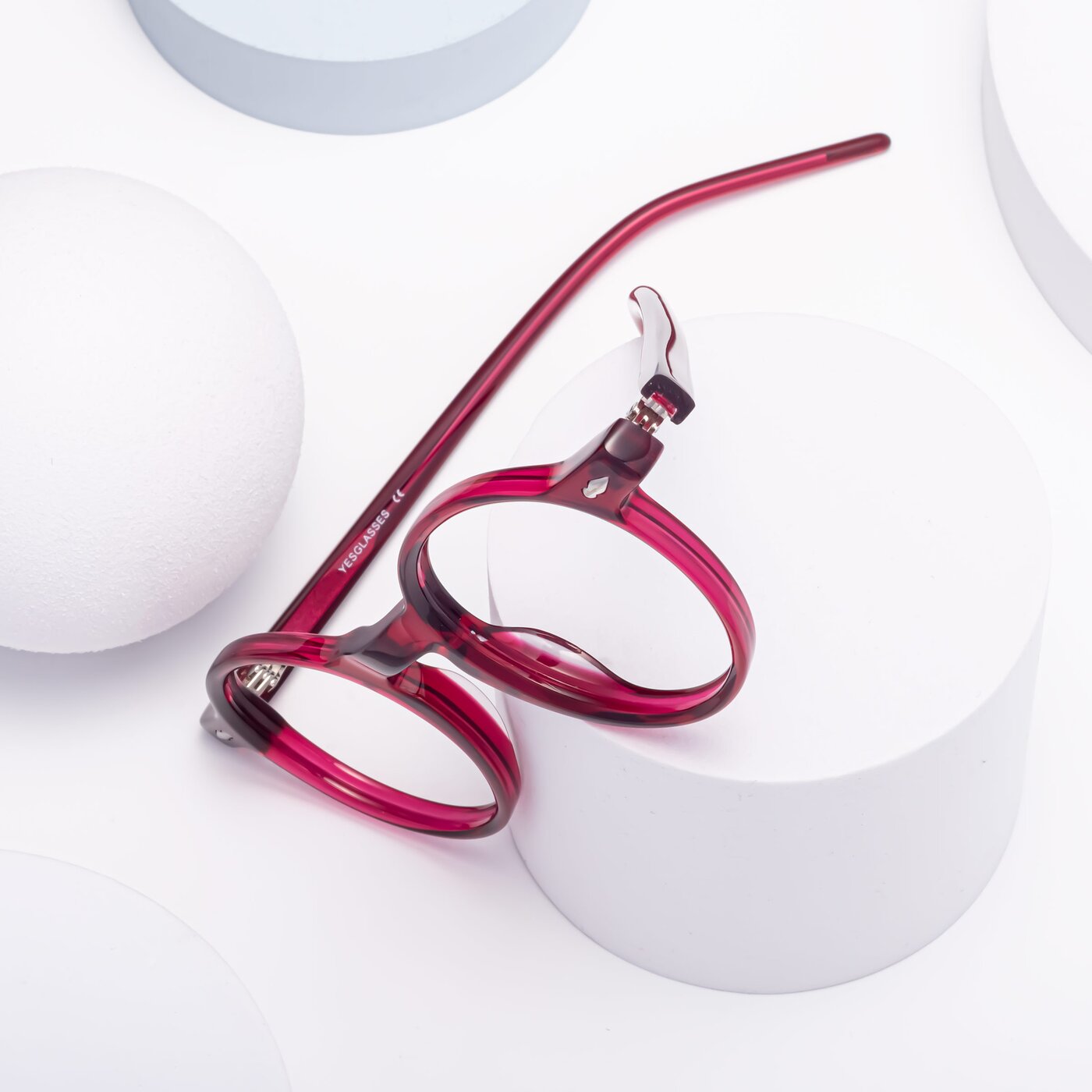 Plum Retro-Vintage Keyhole Bridge Round Eyeglasses - 1542