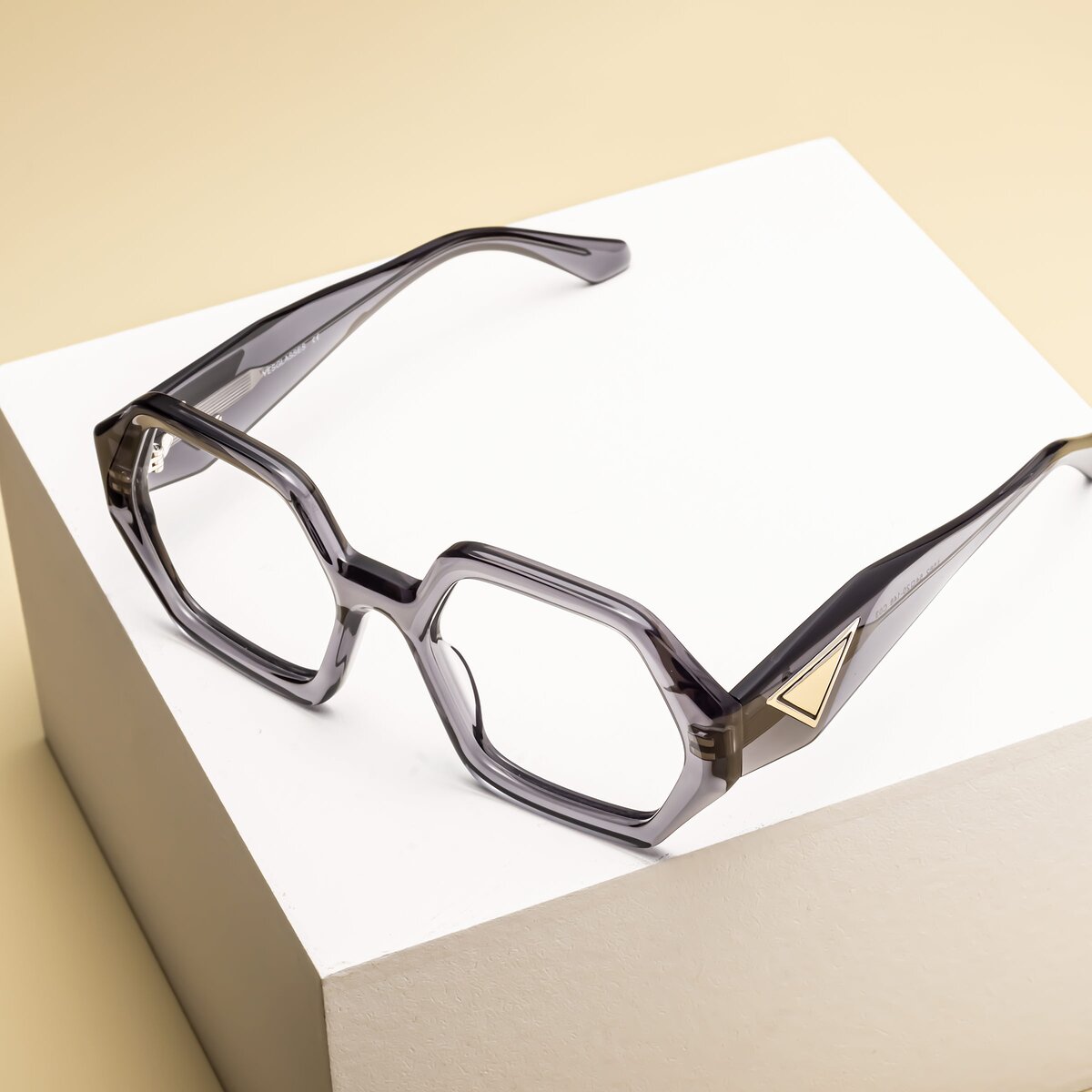 Gray Thick Oversized Geometric Eyeglasses - 1582