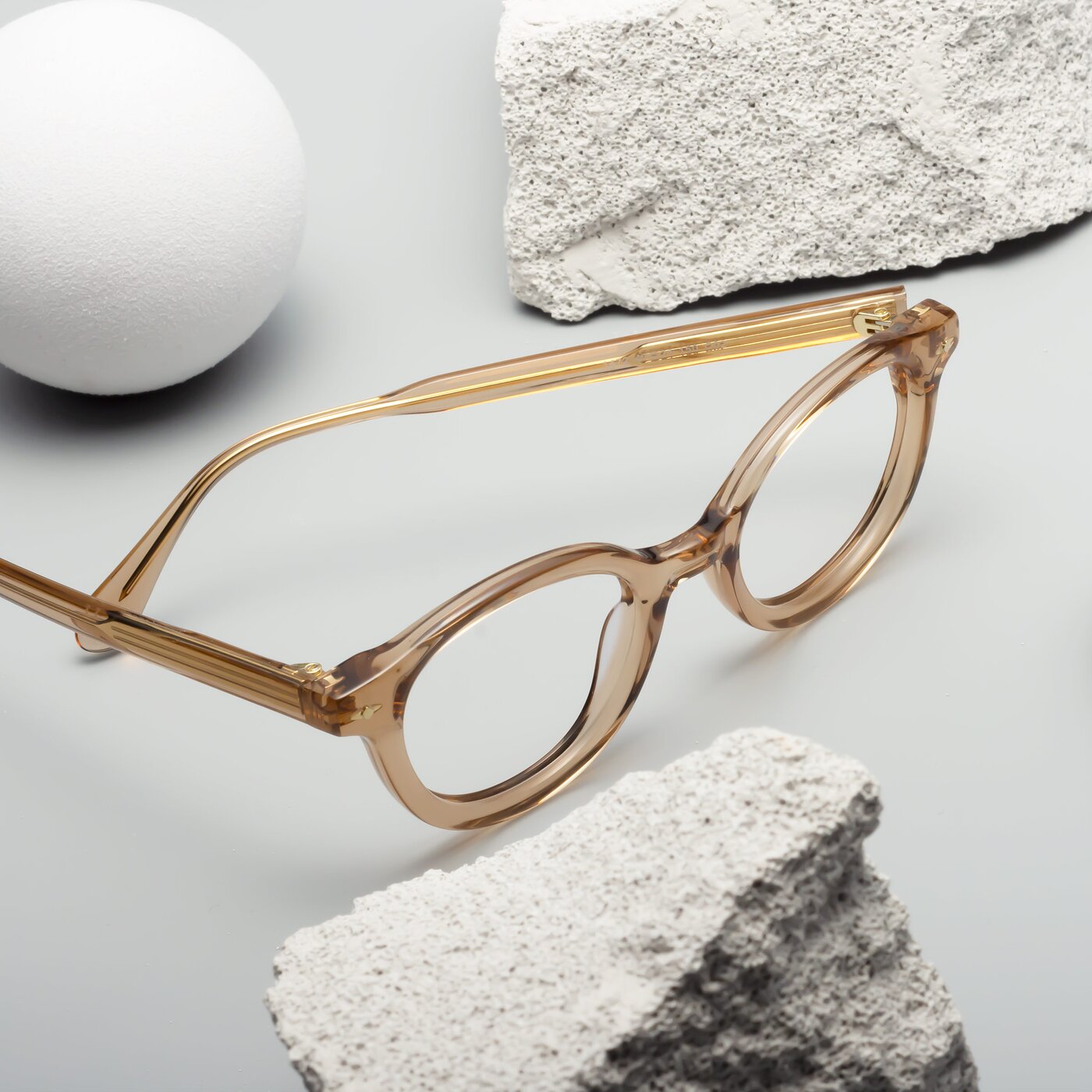 Caramel Narrow Acetate Round Eyeglasses - 1472