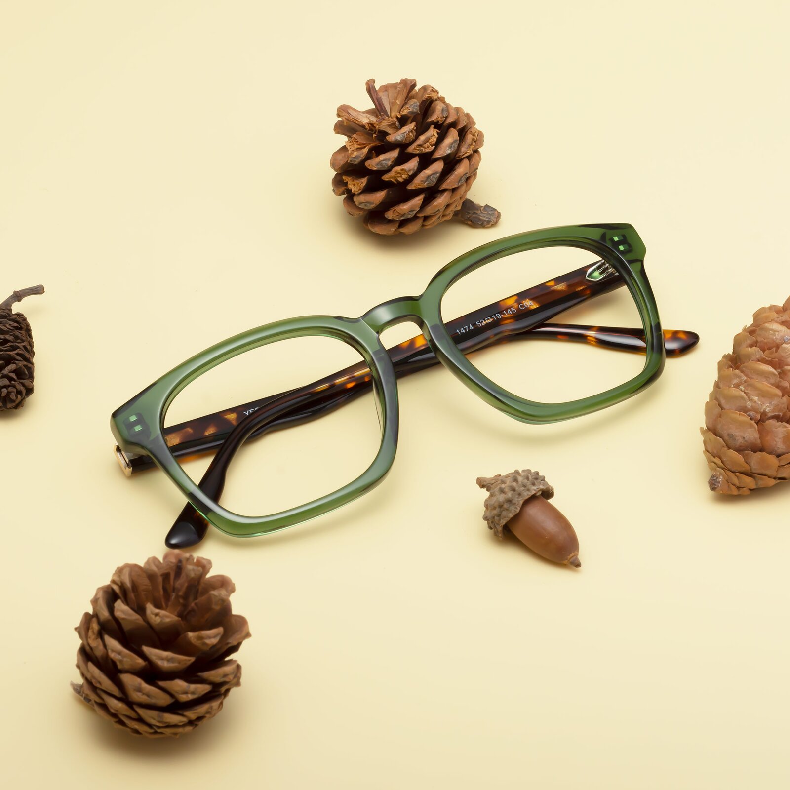 Emerald Hipster Thick Trapezoid Eyeglasses - 1474
