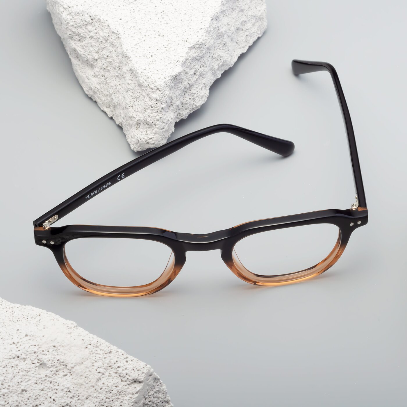 Gradient Brown Keyhole Bridge Retro-Vintage Acetate Blue Light Glasses ...