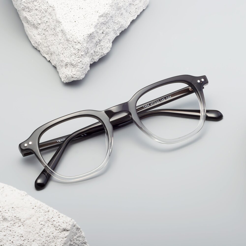 Gradient Gray Keyhole Bridge Retro-Vintage Acetate Eyeglasses - 1484