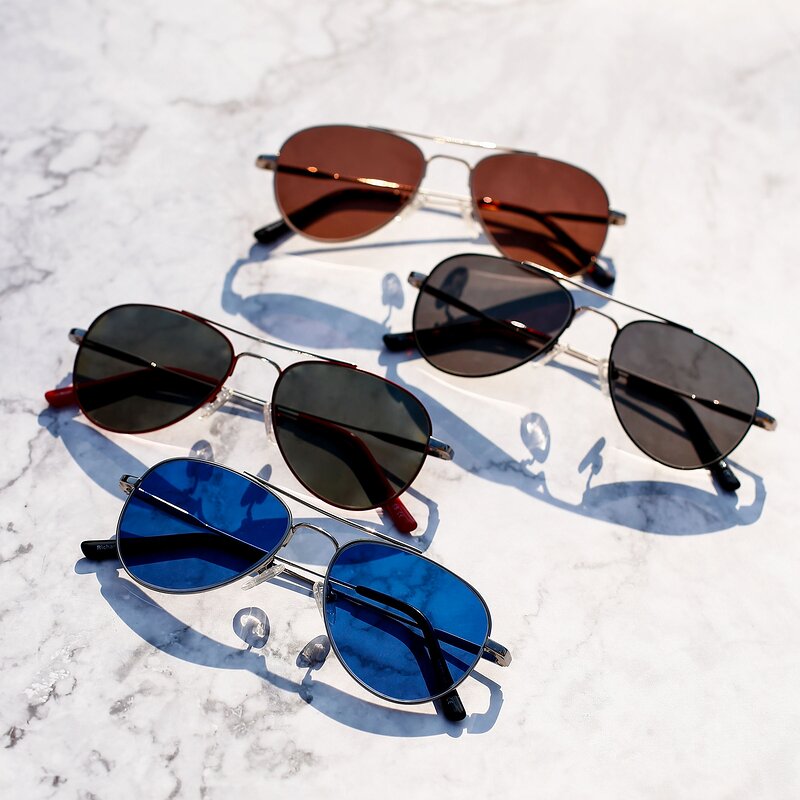 Gold Lightweight Metal Aviator Tinted Sunglasses with Brown Sunwear ...